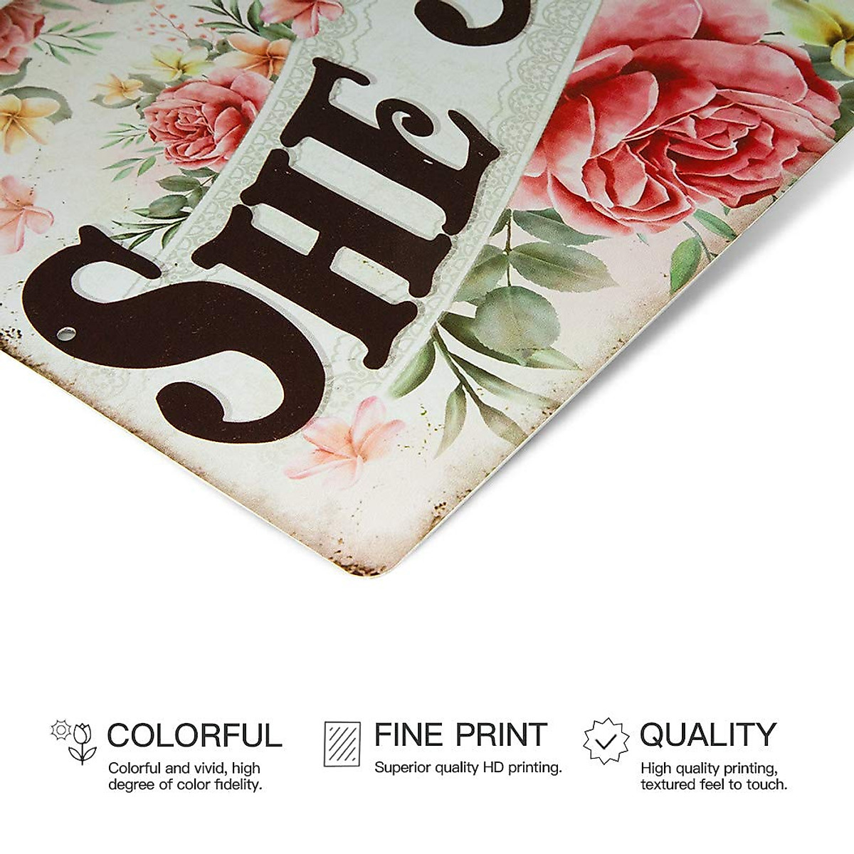 Putuo Decor She Shed Decor, Farmhouse Wall Sign for Home, Kitchen, Garden, Women Cave, Gift for Girlfriend, Ladies, 12x8 Inches Aluminum Metal Sign