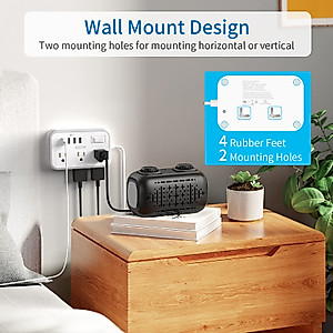 2 Pack Power Strips, NTONPOWER Flat Plug Power Strip with USB, 6 Outlets 4 USB Desktop Charging Station with 5 ft Extension Cord Wall Mount for Cruise, Travel, Hotel, Indoor, Nightstand, Office, White