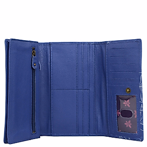 Anuschka Women’s Original Leather Hand-Painted RFID Blocking Three Fold Wallet, Garden of Delights