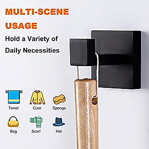 Taucent Bath Towel Hook, Matte Black Robe Hook for Bathroom Wall Mounted Heavy Duty Hook 304 Stainless Steel Robe Hooks for Bathroom Kitchen(2 Pack)