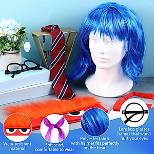 Taiyin 9 Pcs Halloween Group Costume Blue Bob Wig Short Blue Wig Green Wig Movie Characters Halloween Costume Party Cosplay