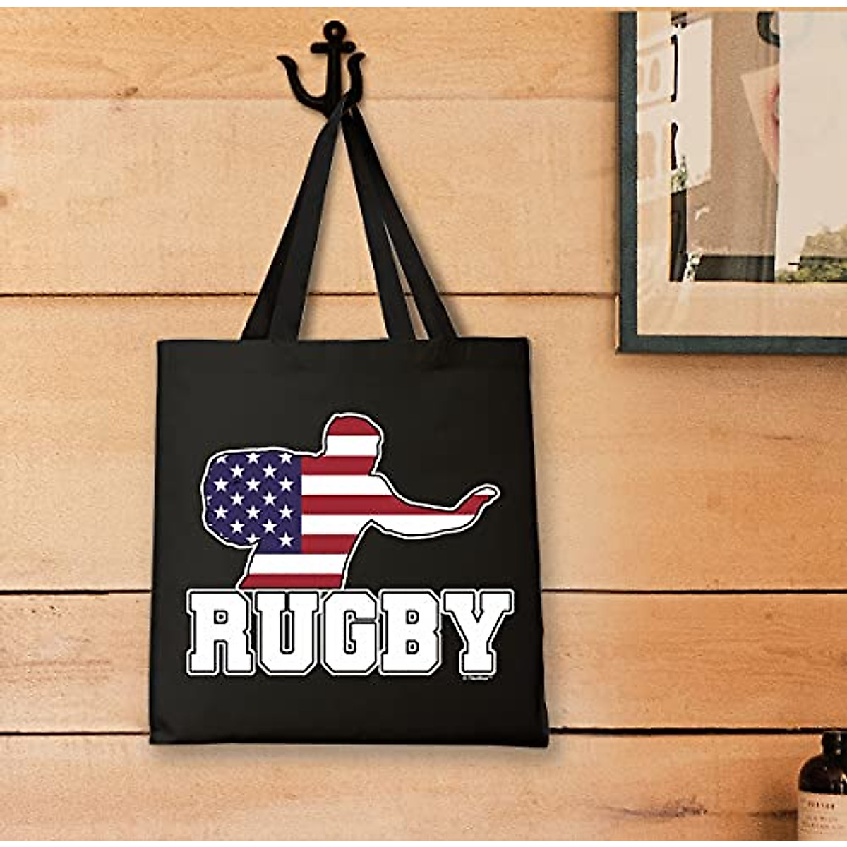 USA Summer Sporting Events Gifts USA Sports Rugby Black Canvas Tote Bag