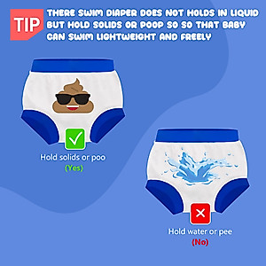 BIG ELEPHANT Baby Swim Diapers 3pcs, Reusable Adjustable Washable Waterproof Swimming Diaper for Boy's and Girl's, 12-24 Months