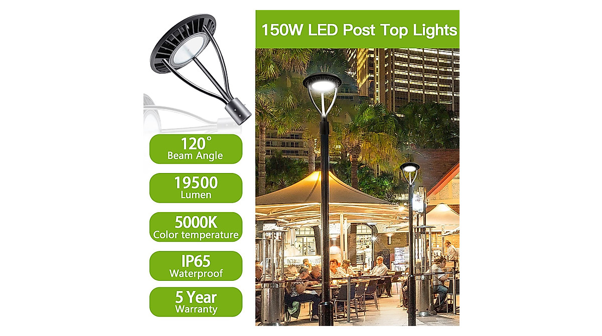 150W LED Circular Pole Light - 21000LM for Outdoor Use
