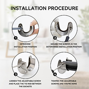 Tighall 6PCS Heavy Duty Stainless Steel Closet Pole Sockets Rod End Support Flange Rod Holder Set Wall Mount Pipe Bracket with Screws for Closet Wardrobe Shower Curtain Rod (Fit 33mm / 1.3", Silver)