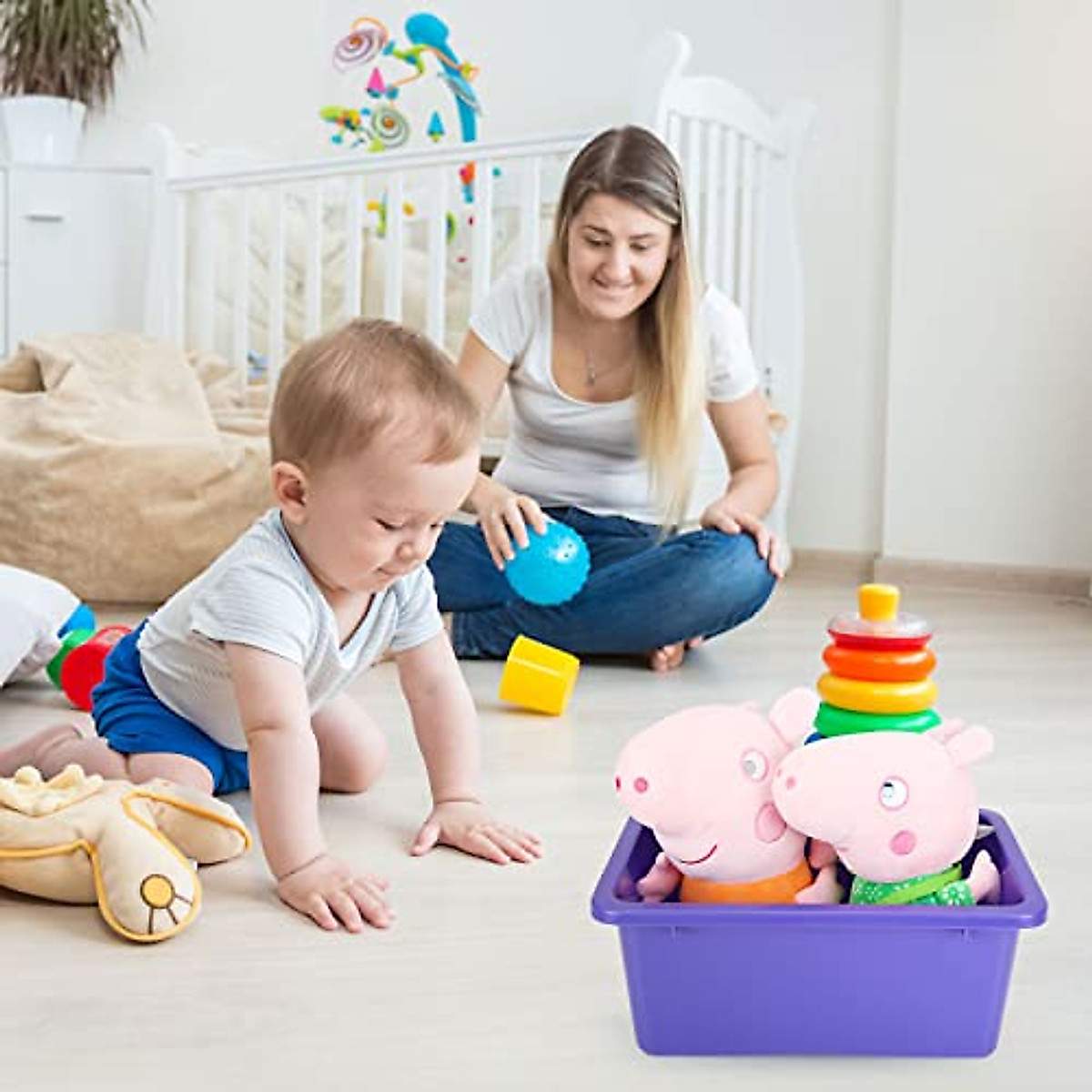 DAJAVE 6 Pack Small Multi-Purpose Plastic Storage Bins, Stackable Cubby Bin Storage Bins Storage Cubbies for Classroom Home Nursery Toys Organizers