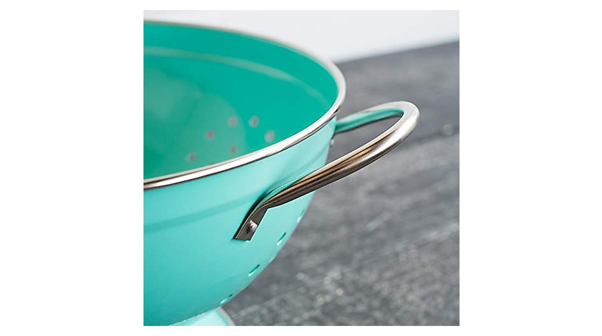 Now Designs 3-Quart Turquoise Metal Colander - Durable Kitchen Tool