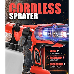 Cordless Paint Sprayer for Milwaukee 18V Battery 48-11-1850, HVLP Spray Paint Gun with 5 Nozzles and 1400ml Container for House Painting Interior and Exterior/Wood/Walls/Fence(Not Included Battery)