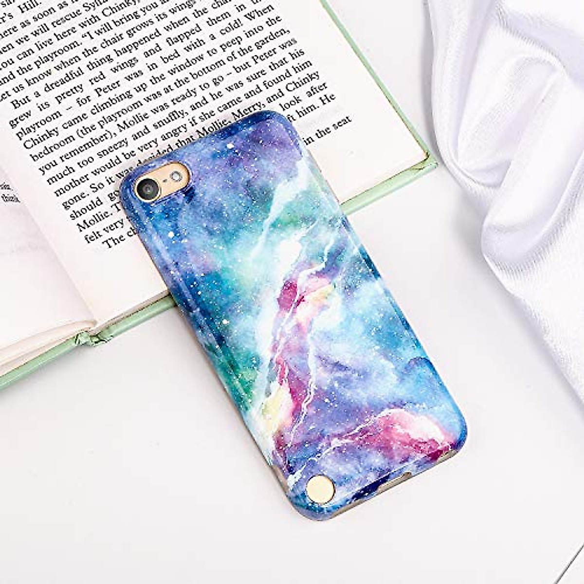 iPod Touch 7th Generation Case with 2 Screen Protectors, IDWELL iPod Touch 6 iPod 5 Case, Slim FIT Anti-Scratch Flexible Soft TPU Bumper Protective Case(Latest Model,2019 Release), Blue Fantasy Sky