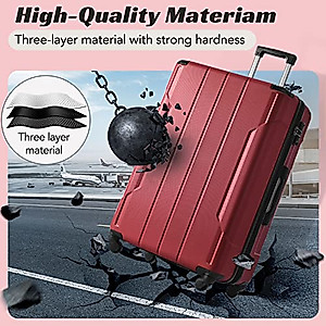 Merax Luggage Sets of 2 Suitcases With Wheels Expandable Lightweight, TSA Lock, Hardside Spinner Carry On Luggage, 20 28 inch Red