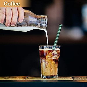 Reusable Glass Straws, 10mm Glass Drinking Straws, 6 Bent 6 Straight with 2 Cleaning Brushes, Non-Toxic, BPA Free Glass Straws for Beverages, Shakes, Milk Tea, Juices (Multicolor)