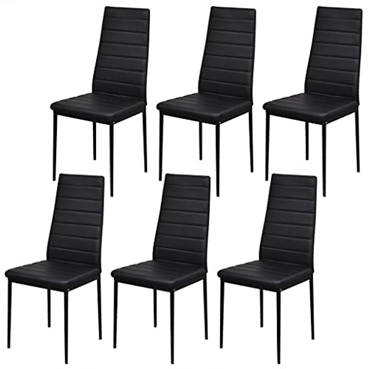 KFJBX Kitchen Tables and Chairs Set Dining Room Table Set for 6 Black