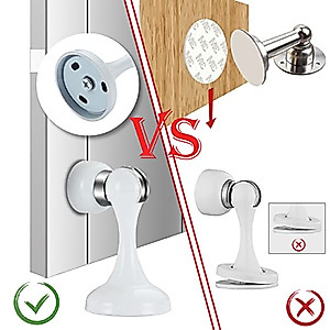 Door Stoppers,Magnetic Door Stopper,White Brushed Satin Nickel,Door Holder Magnetic Doorstop,Door Stopper Wall Protector,White Door Stoppers 2 Pack to Match Your White Doors and Walls(2 Pack,White)