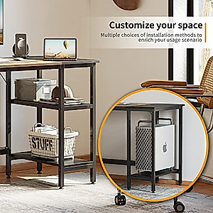 CubiCubi Computer Home Office Desk, 47 Inch Small Desk Study Writing Table with Storage Shelves, Modern Simple PC Desk with Splice Board, Brown Black Finish