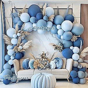 Dusty Blue Balloon Arch Kit - Double Stuffed Dark Blue Baby Blue Balloon Garland Pastel Dark Teal Light Blue Latex Balloons for Baby Shower Birthday Wedding Graduation Party Decoration