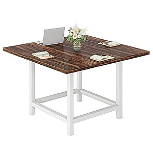 Tribesigns 6.5 Ft Conference Room Table, Rustic Rectangle 78.74L X 39.2W X 29.52H Inches Wood Seminar Table for Office, Conference Room,2 Tables (Chair not Included) (Rustic&black) (2, Dark Oak&White)