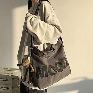 Canvas Messenger Vintage Big Alt Emo Crossbody Bag Goth Punk Shoulder Satchels Harajuku Grunge Handbag (Brown)