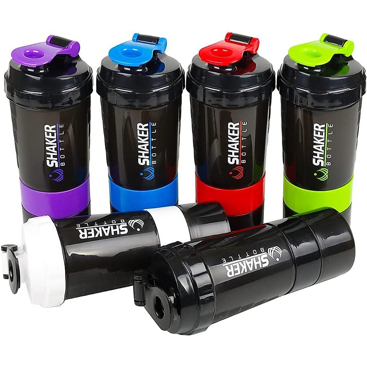 Protein Shaker Bottle for Protein Mixes, 17 OZ, Leak Proof Easy Clean Up BPA Free, Tasteless, Safe Material No Blending Ball or Whisk Needed Blender Shaker Bottle Gym shaker bottle (Black), Blue