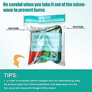 Resurhang 200 Pack Zipper Microwave Steam Bags Reusable Steam Cooking Bags for Vegetables Potatoes and Meat