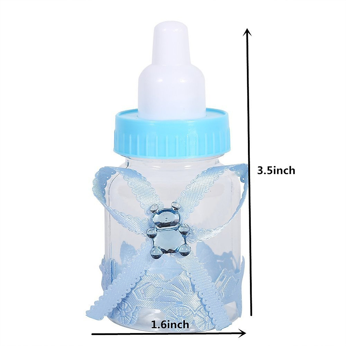 50pcs Cute Feeding Bottle Shape Candy Boxes,3.5 Inch Mini Fillable Bottle,Shower Box Candy Box for Birthday Christening Gift Party Decorations Blue