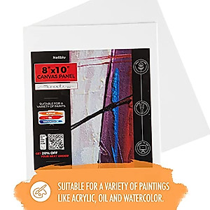 Neliblu White Canvases for Painting - Pack of 12, 8x10 Inches - Cotton Painting Canvas Boards for Oil and Acrylic Painting, Art Canvas for Dry and Wet Canvas Painting | White Canvas Board for Kids