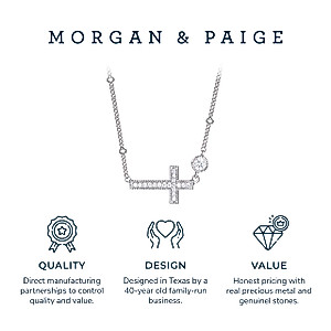 MORGAN & PAIGE Sideways Cross Necklace for Women - Demi Fine Cubic Zirconia Pendant, 925 Sterling Silver Choker, Teens, Dainty Faith Jewelry, 12 to 16 inch with Extender