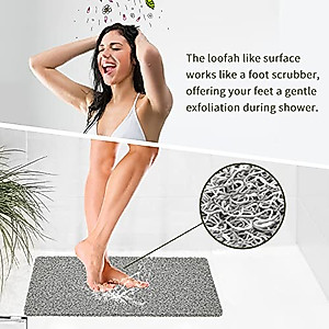 Rzoysia 0.6" Thick No Suction Cups Non Slip Shower Mat, 16"x27.5", Two Colors Design Anti-Dirty Bathtub PVC Loofah Massage Foot Mat for Bathroom, Quick Drying, Anti-Fatigue