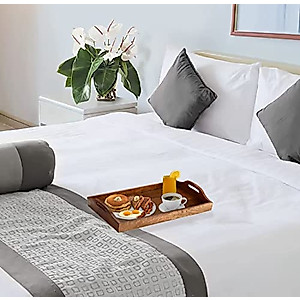 Mascot Hardware Wooden Decorative Tray, Wooden Serving Trays Rectangular Nesting Multipurpose Trays for Kitchen Serving Breakfast Food Bamboo Serving Trays/Platters for All Occasion's 19.75x13.5 Inch.