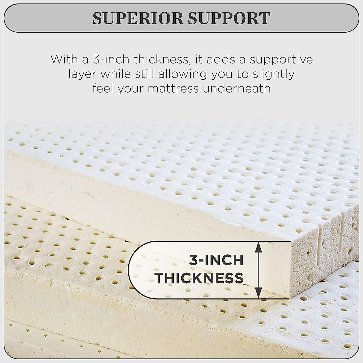 PlushBeds 3" Extra-Firm Topper | Organic Latex | Made in The USA | Luxurious Comfort | Soothing Pressure Point Relief | Support for Shoulders, HIPS, Back, and Knees| Queen