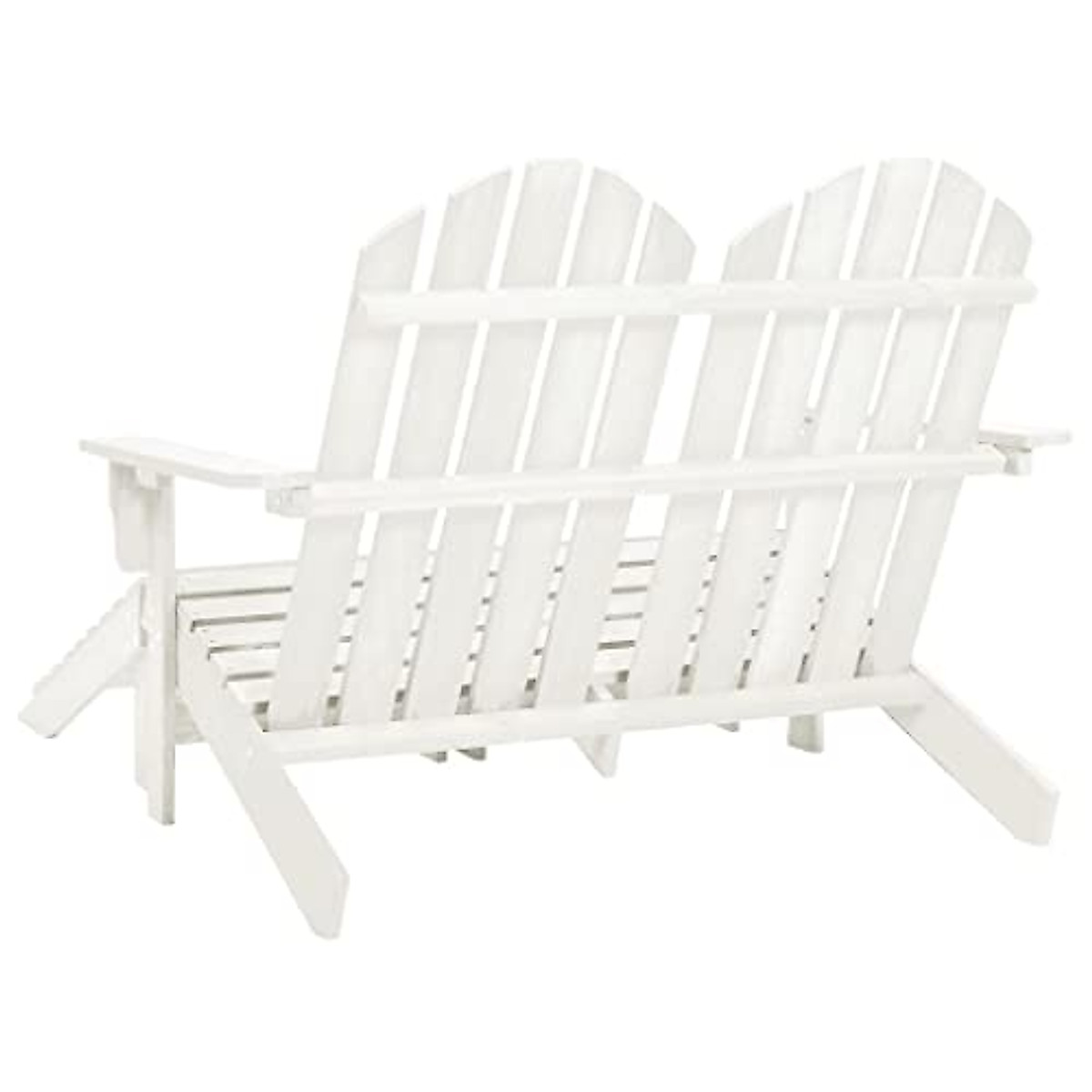 Tidyard 2-Seater Patio Adirondack Chair&Ottoman Fir Wood White Outdoor Fire Pit Chair Wooden Garden Armchair for Porch Pool Lawn Deck Backyard Balcony Outdoor
