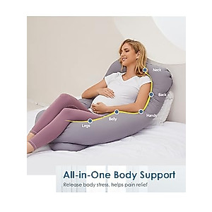 Bedbee Pregnancy Pillow, Removable Cover Premium U Shaped Maternity Pillow, Support Back, HIPS, Legs, Belly for Pregnant Women Sleeping (Dark Grey)
