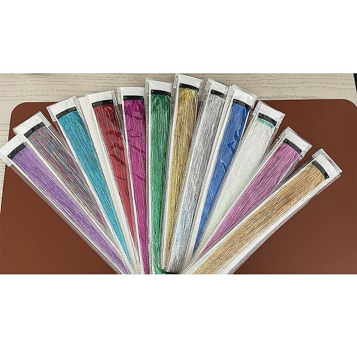 Clip In Hair Tinsel Hair Tinsel 12 Colors 24 Inch 3600 Strands Hair Tinsel Strands, Fairy Hair Tinsel Heat Resistant Safe Hair Glitter Tinsel Hair Extensions