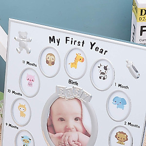 First Year Photo Frame, Newborn Picture Frame, My First Year Newborn Keepsake Frame 12 Months Photo Frame for Memories, Shower, New Mom