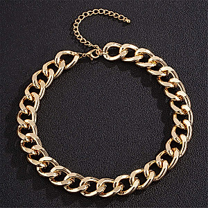 Ingemark Cuban Chunky Link Chain Choker Unisex Punk Style Thick Wide Necklace Jewelry (S3 Golden)