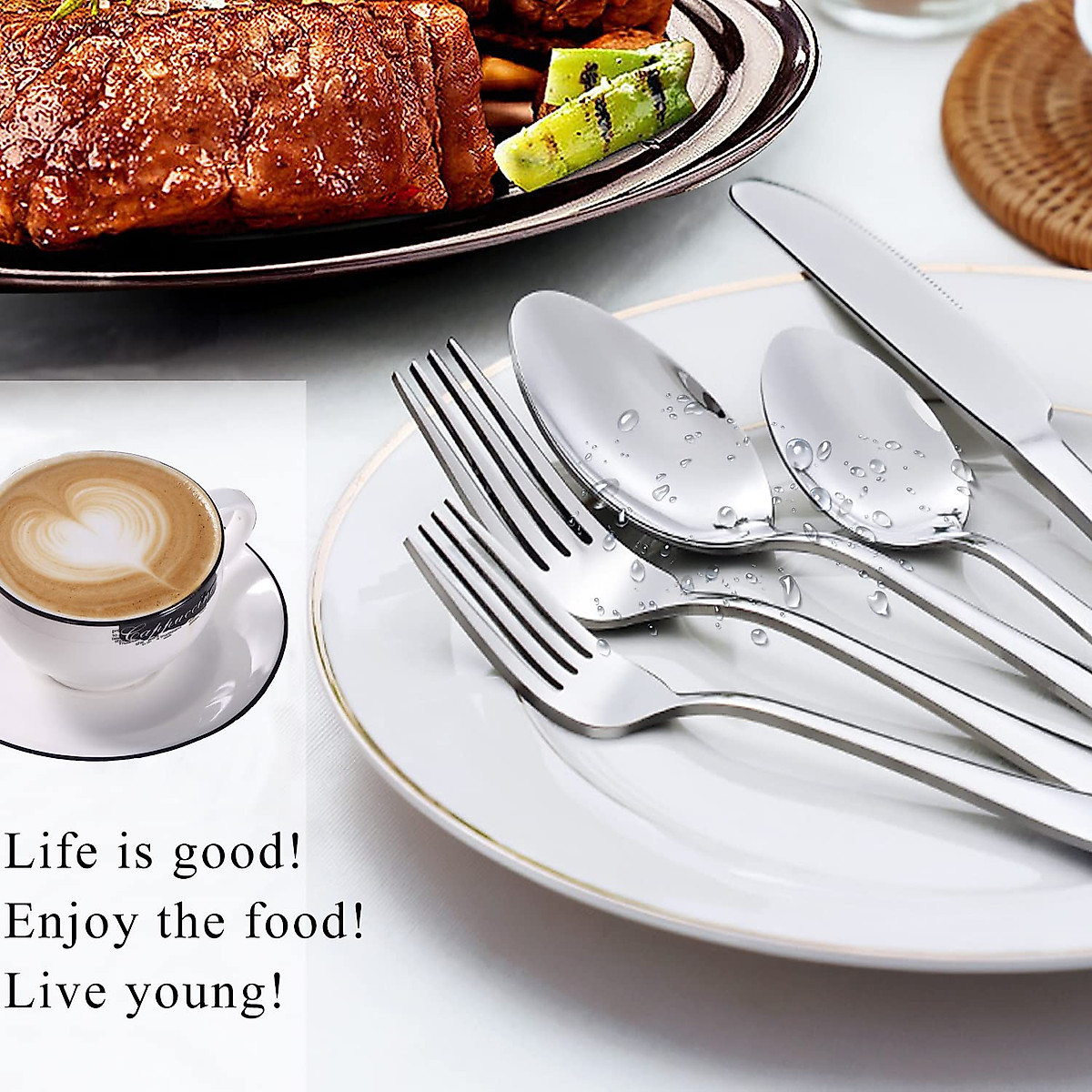 Silverware Set, 20 Piece Silverware Set Service for 4, Premium Stainless Steel Flatware Set, Mirror Polished Cutlery Utensil Set, Include Fork Knife Spoon Set, Kitchen Utensils, Dishwasher Safe