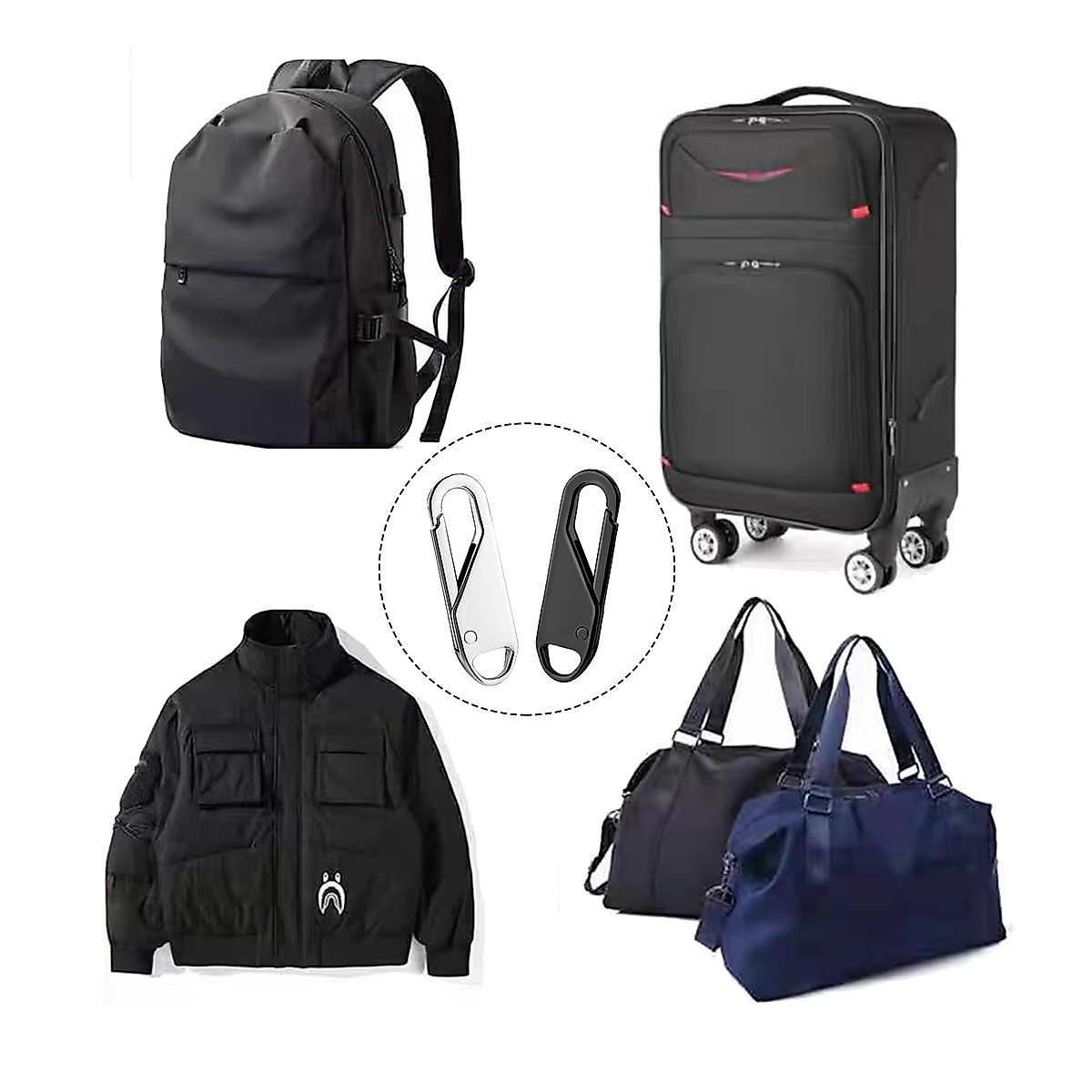 6 PCS Zipper Pull Replacements, Zipper Repair Kit Zipper Slider Pull Tab Universal Zipper Fixer Metal Zipper Head Pullers Handle Zipper Extenders for Clothing Jackets Backpack Boots Purse Coat