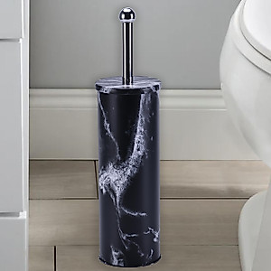 Zahari Home Toilet Bowl Brush with Holder, Black, Metal