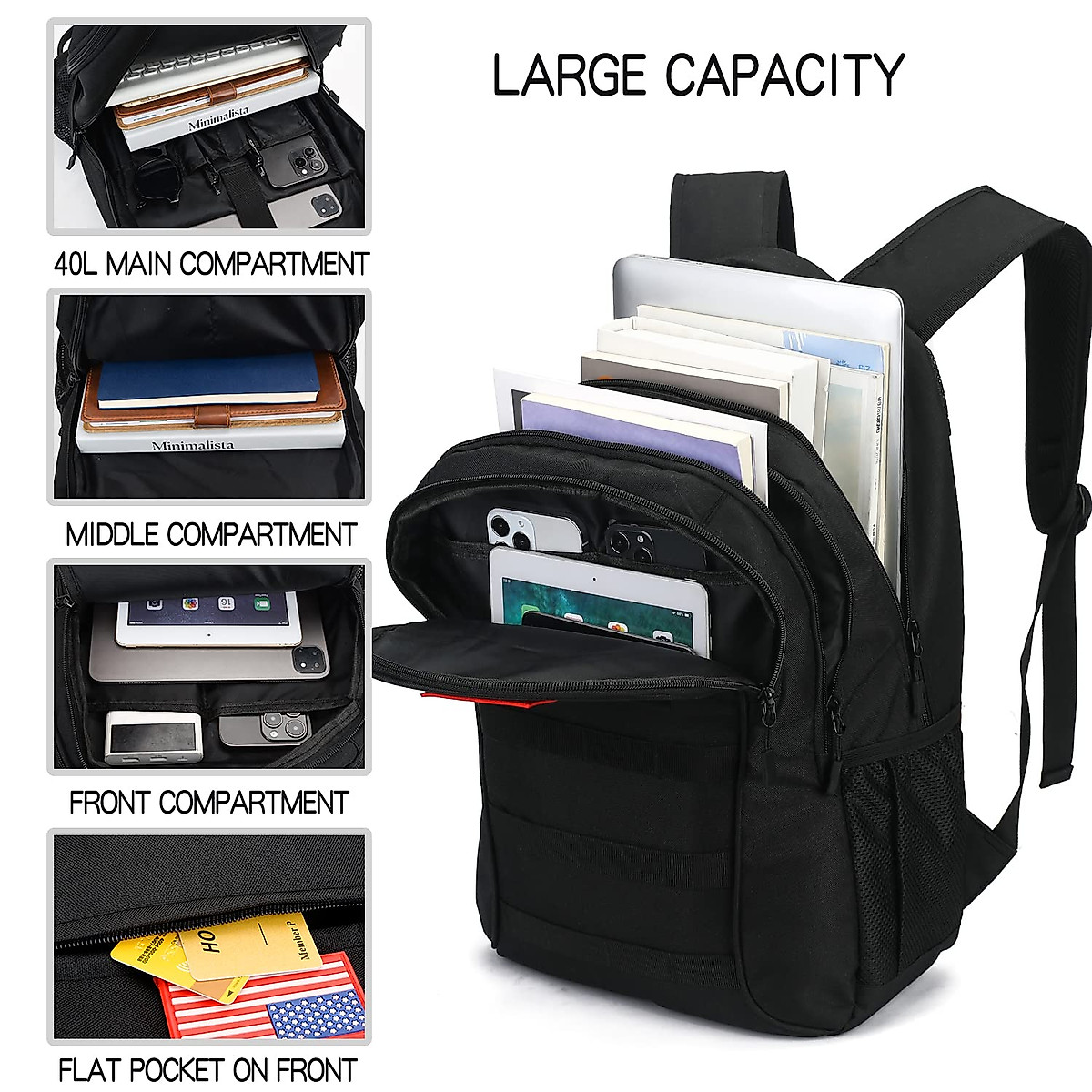 outdoor plus Camo Backpack for Boys,Military Teen Backpack with USB Port, Army Bookbag for School Tactical