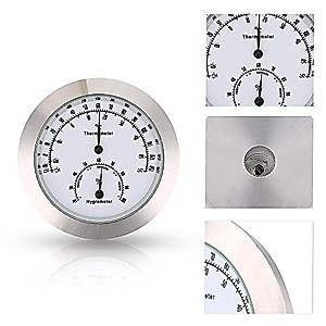 Dilwe Guitar Round Thermometer Hygrometer, Humidity Temperature Meter for Violin Guitar Case Instrument Care(Silver)