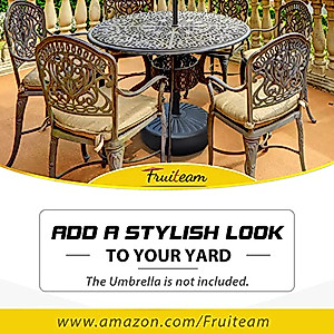 FRUITEAM 48lbs Outdoor Fillable Plastic Patio Umbrella Base, Heavy Duty Market Table Umbrella Base Weighted Stand, 1.49-inch Thickened Steel Pole Holder for 6-9Ft Straight-Pole Garden Umbrellas