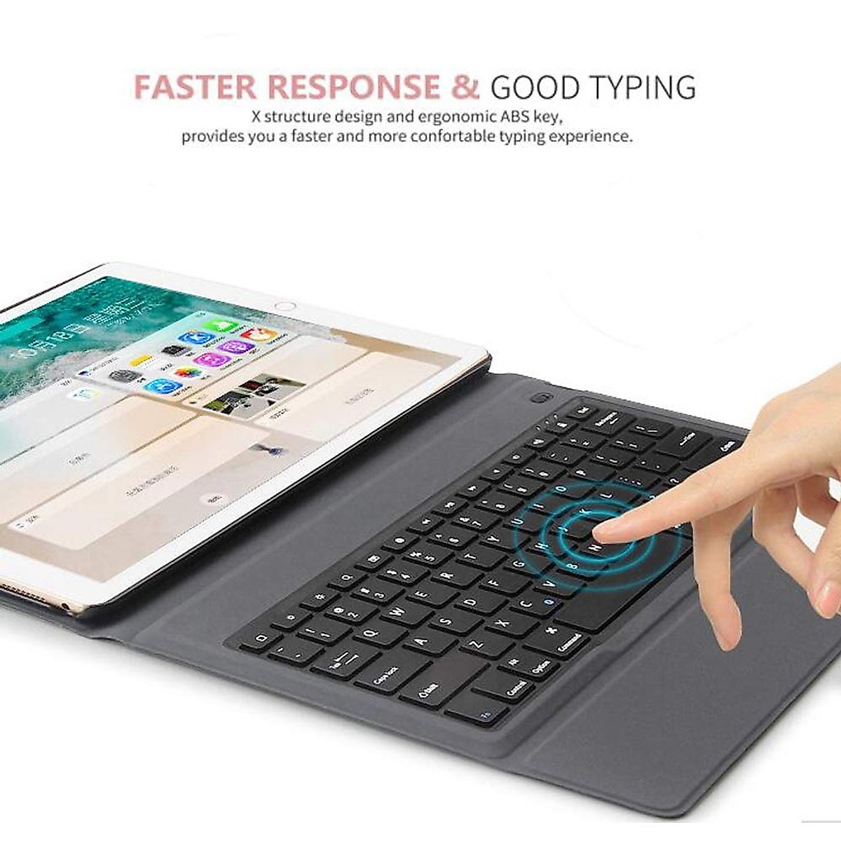 casefromme for iPad Pro 12.9 Keyboard Case,Slim Lightweigh Folio Shell Protective Stand Leather Cover for iPad Pro 12.9 inch 1st & 2nd Generation（2015 & 2017 Black