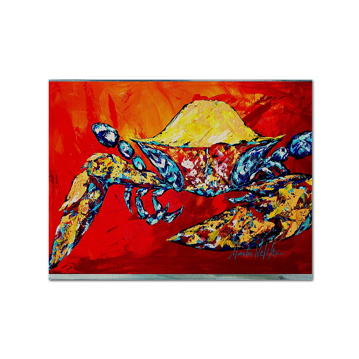 Caroline's Treasures MW1208PLMT Bring it on Crab in Red Fabric Placemat Washable Placemat Dinner Table Decor No Ironing Linen Look