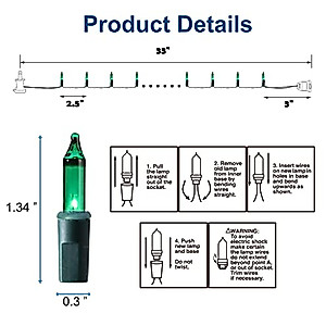 Christmas Lights Indoor Outdoor, 150-count Lights Incandescent Mini String Light, 120V UL Certified Green Wire Lights for St Patricks Day Patio, Holiday, Party, Home, Garden, Easter Decorations, Green