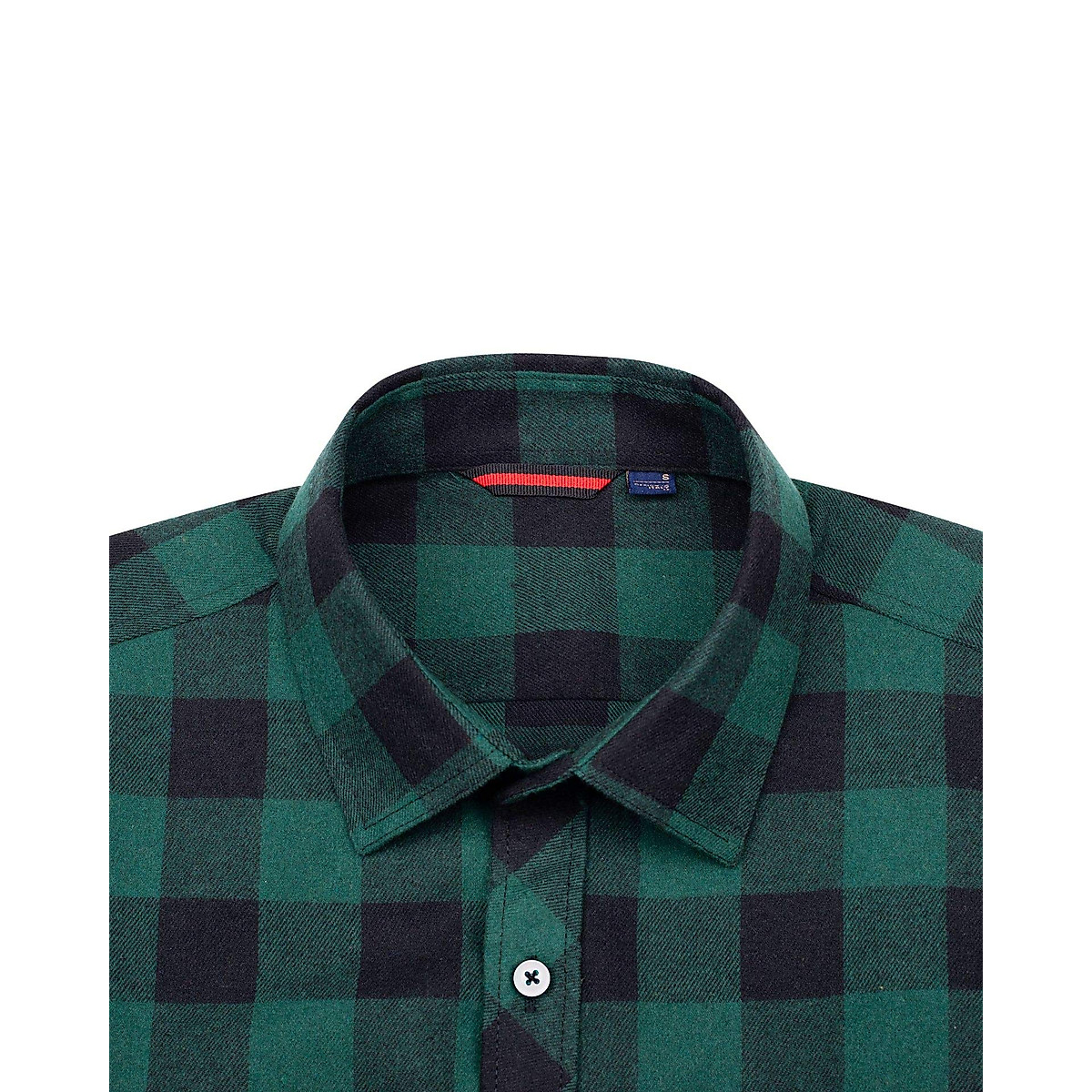 Alimens & Gentle Men's Button Down Regular Fit Long Sleeve Plaid Flannel Casual Shirts - Color: Green, Size: Large