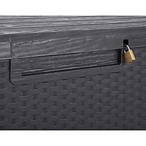 Toomax Z175E097 Portofino Weather Resistant Heavy Duty 90 Gallon Novel Resin Outdoor Storage Deck Box w/Lockable Lid & 450 Pound Weight Capacity, Gray