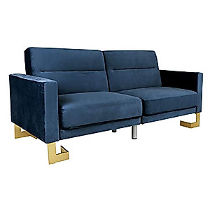 Safavieh Home Tribeca Glam Navy Velvet and Brass Foldable Sofa Bed