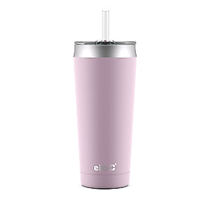 Ello Beacon Vacuum Insulated Stainless Steel Tumbler with Slider Lid and Optional Straw, 24 oz, Black