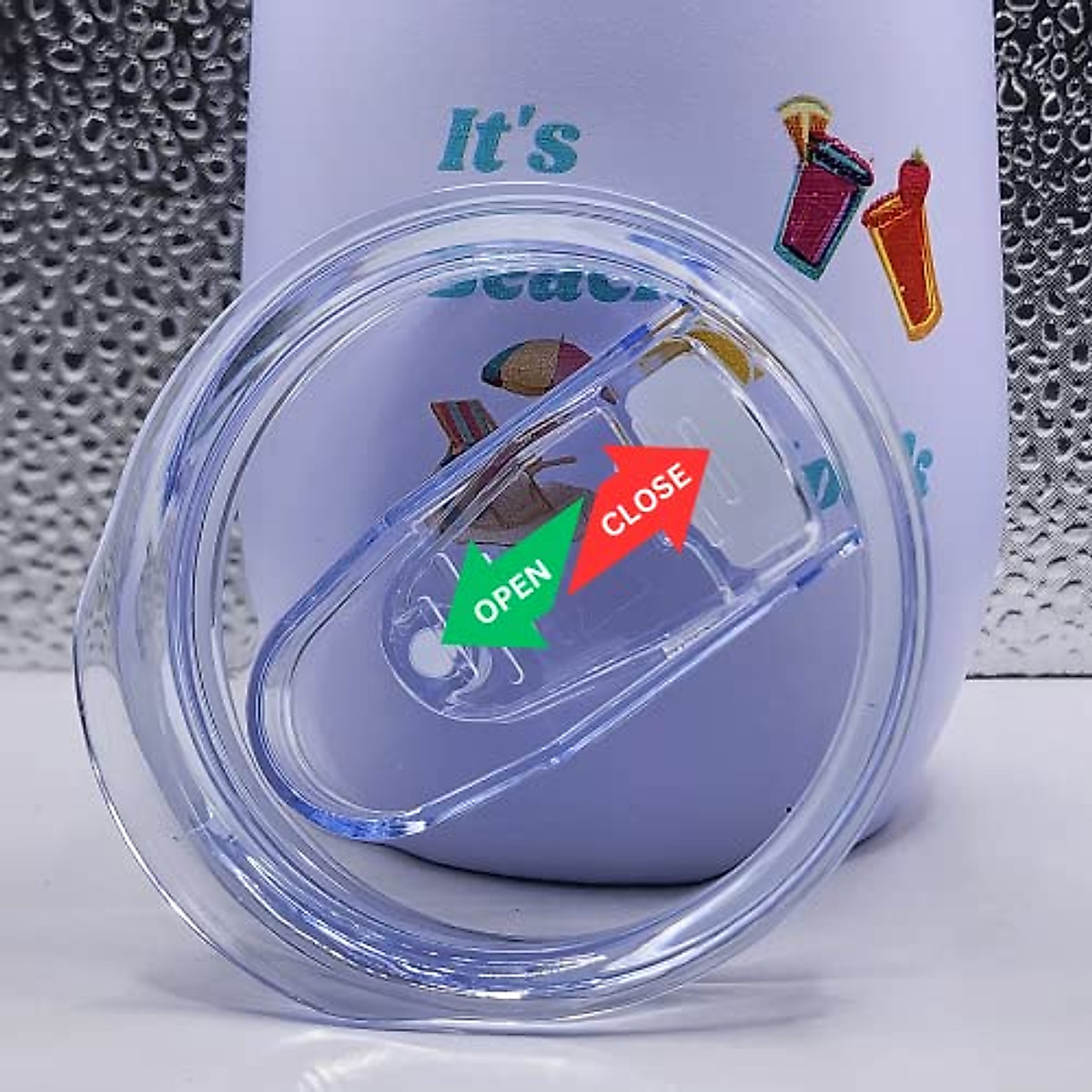 Lovely shape, White, It's Beach O 'Clock 3D UV Color Printing, Beach Accesories, Wine Tumbler Double Wall Stainless Steel Insulated 12oz, Durable Coffee Mug, Cocktail, Beer, Office (white)