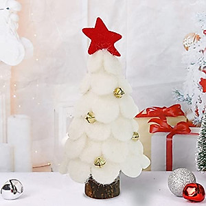 AMONIDA Wool Felt Christmas Tree Xmas Desktop Decoration Holiday Window Scene Green 2023 White Ornament Wool Felt, Log Cute Decorated for Decorative Pendants, Drops & Finials