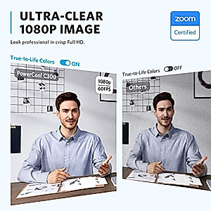 Anker PowerConf C300 Smart Full HD Webcam, AI-Powered Framing & Autofocus, 1080p Webcam with Noise-Cancelling Microphones, Adjustable FoV, HDR, 60 FPS, Low-Light Correction, Zoom Certified (Renewed)